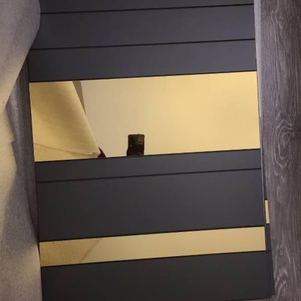 Modular Wall Panels Concrete and Gold Mirror, 3D Wall Panels, Modern ...