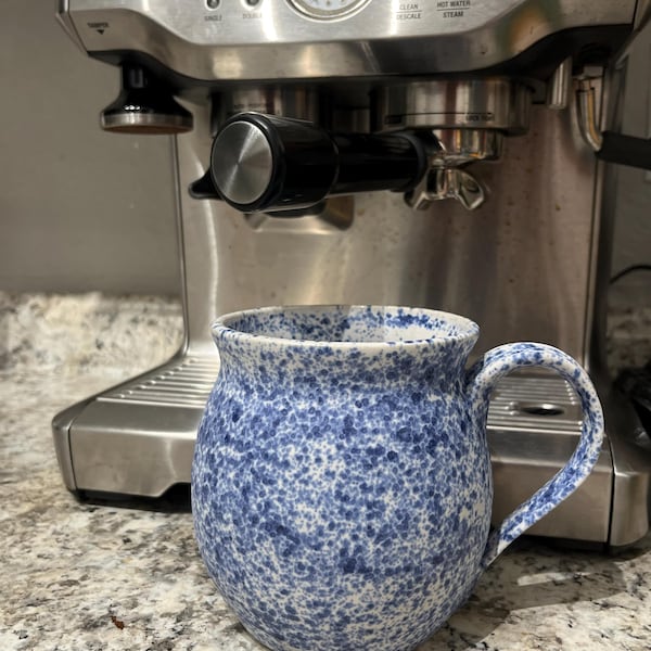 Farmhouse Pottery Blue White Matte Mug, Rustic Wheel Thrown Ceramic Cup ...