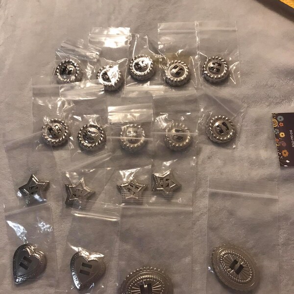 Vintage Silver Star Conchos (6 Pieces or 20 Pieces) - Etsy