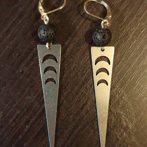 6pcs Stainless Steel Triangle Crescent Moon Spike Charm, Moon Connector Charm, Laser Cut ...