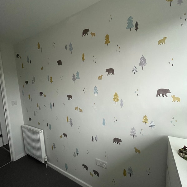 Bears and Trees Repeat Pattern Wall Stickers - Etsy