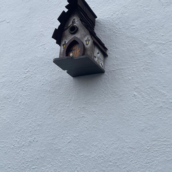 Whimsical Bird House Featuring a Fox, Owl, Lantern and Fairy Door. This ...