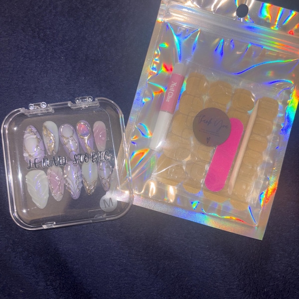 Gothic Wings Coffin Handmade Nail Art Set With Gothic Black and Silver ...