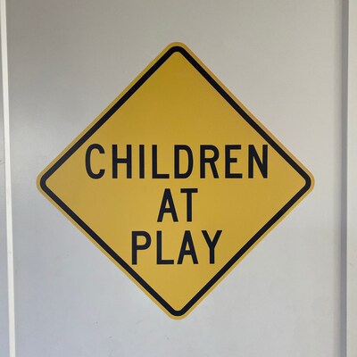 Children at Play Sign Fabric Wall Decal Traffic and Street Signs 3 ...
