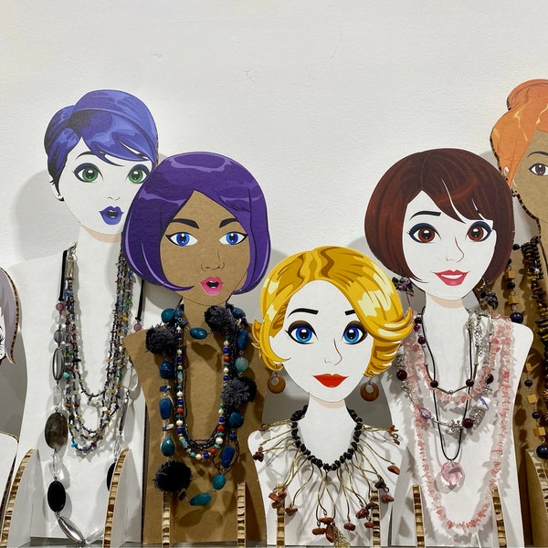 Cardboard Display Busts – Jewelry Mannequin Set | 2-3 Pieces by Size or ...