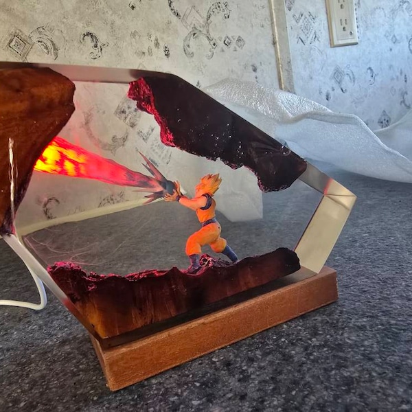 Shark Vs Kraken Fight Diorama Megalodon Hunting Ocean Theme Epoxy Lamp ...