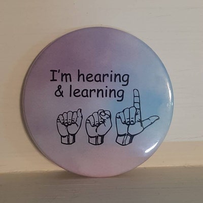 Asl Pin I'm Learning ASL Button With Name Personalized - Etsy