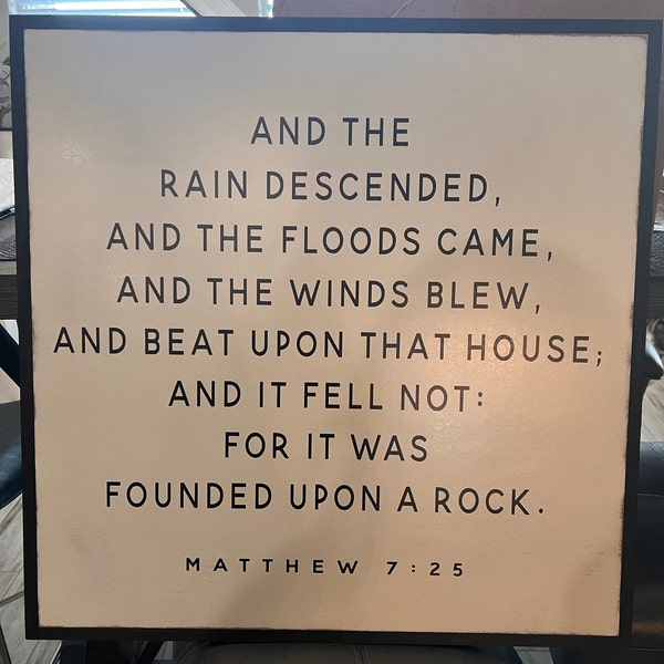 FOUNDED UPON a ROCK - Wooden Framed Sign | Painted Wall Plaque | Shabby ...