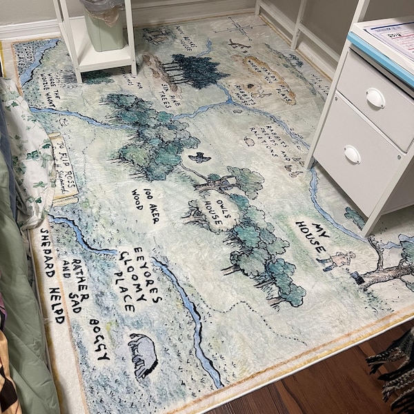 Fairy Tale Woodland Area Rug - Winnie Grip Backing Rug - Cartoon Map ...