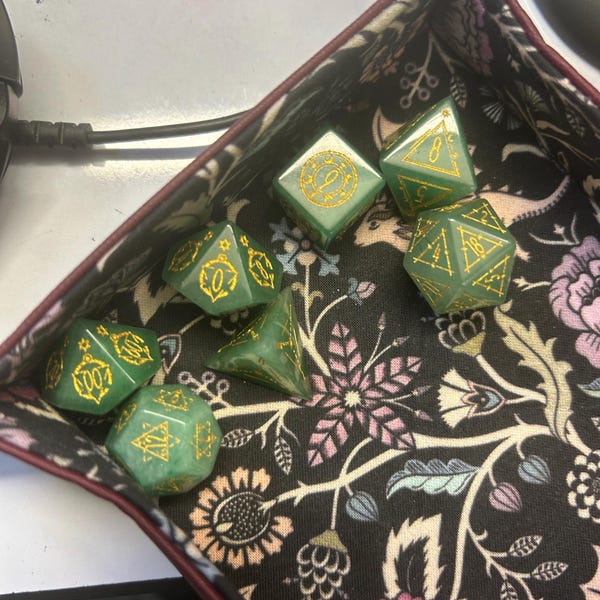 Green Jade DND Dice Set, Aventurine Sharp Edge D&D Dice Set, Dungeons ...