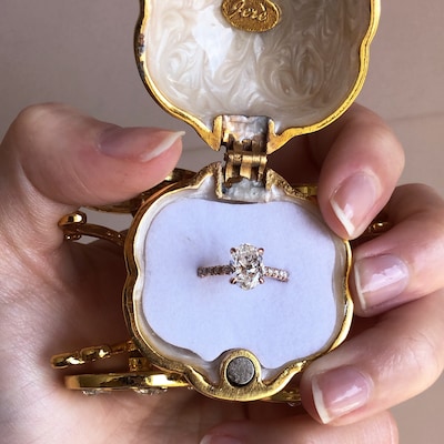 Pumpkin Cinderella Carriage Ring Box Trinket Jewelry Box Moving Wheels ...