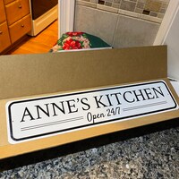 Kitchen Open 24/7 Sign, Personalized Kitchen Name Sign, Custom Gift ...