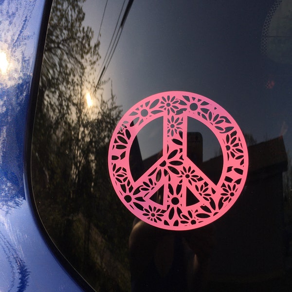 Floral Peace Sign Decal - Etsy