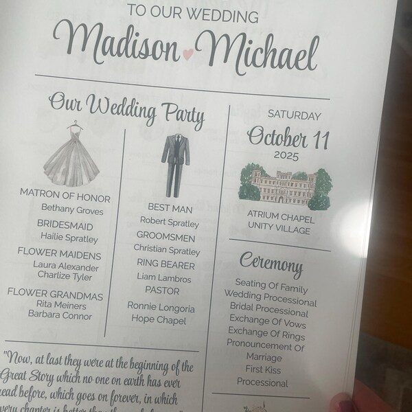 Infographic Wedding Program, Unique Wedding Program, Fun Wedding ...