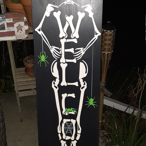 Skeleton Welcome, Welcome Sign, Fall Sign, Bones Svg, October Decor ...