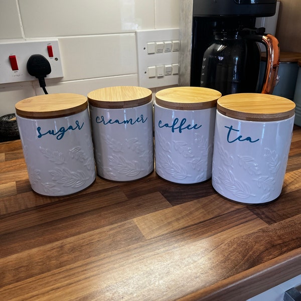 Minimalist Tea Coffee Sugar Decals, Any Word Vinyl Labels, Vinyl ...