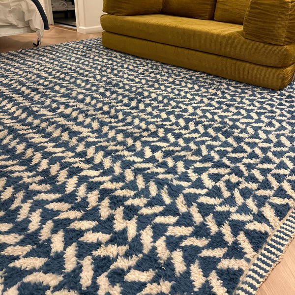 Moroccan Cobalt Blue Rug Moroccan Solid Rug Beni Ourain Rug Berber ...