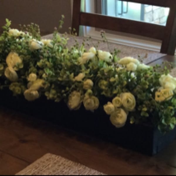 Rustic Planter Box Centerpiece With Greenery, Farmhouse Table ...
