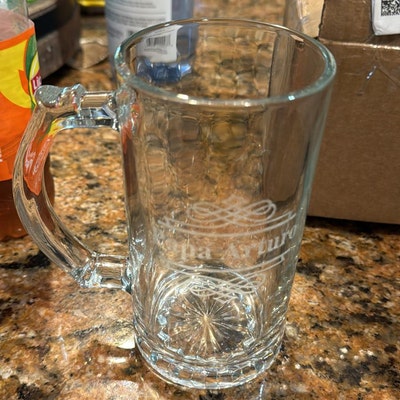 Engraved Split Monogram Beer Mug Glass, Custom Beer Glass,personalized ...