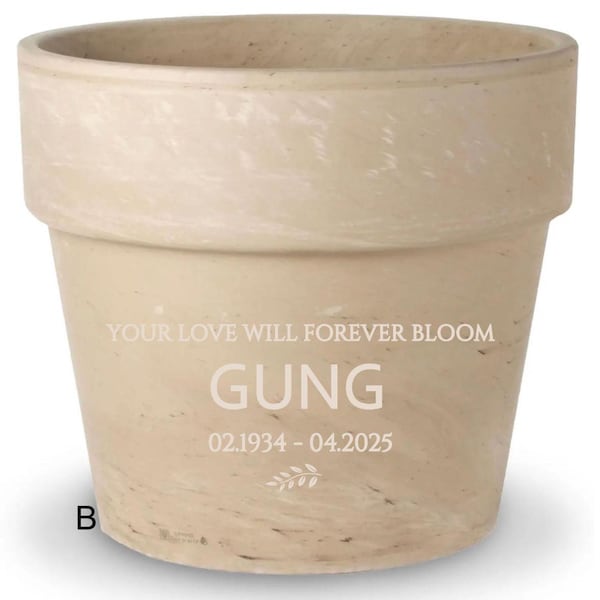 Engraved Memorial Flower Pot: Custom Carved Granite White Terracotta - Etsy