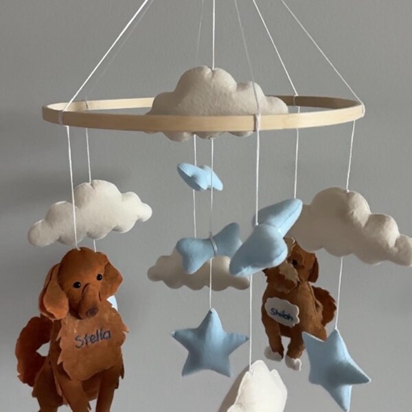 Custom Dog Baby Mobile, Personalized Baby Nursery, Puppy Baby Mobile ...