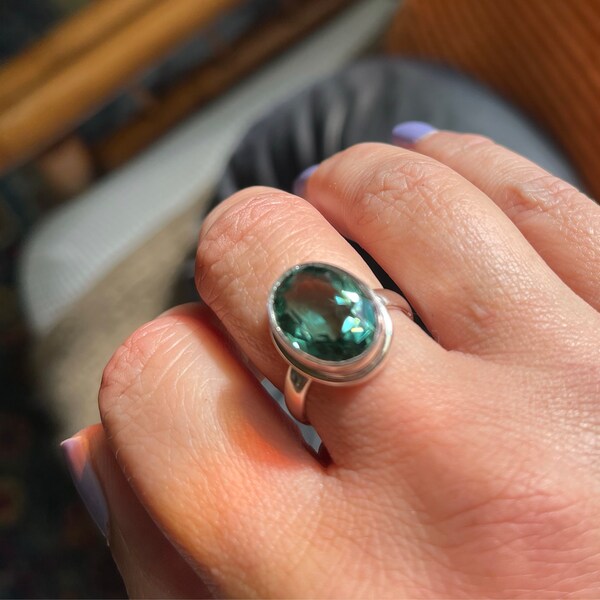 Green Quartz Ring, Handmade Quartz Ring, Green Gemstone Ring, 925 ...