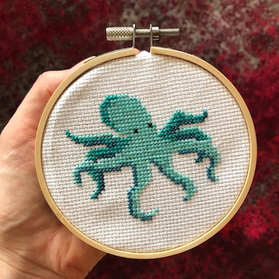 Octopus Cross Stitch Kit Beginners Cross Stitch Kit Mini Cross Stitch ...