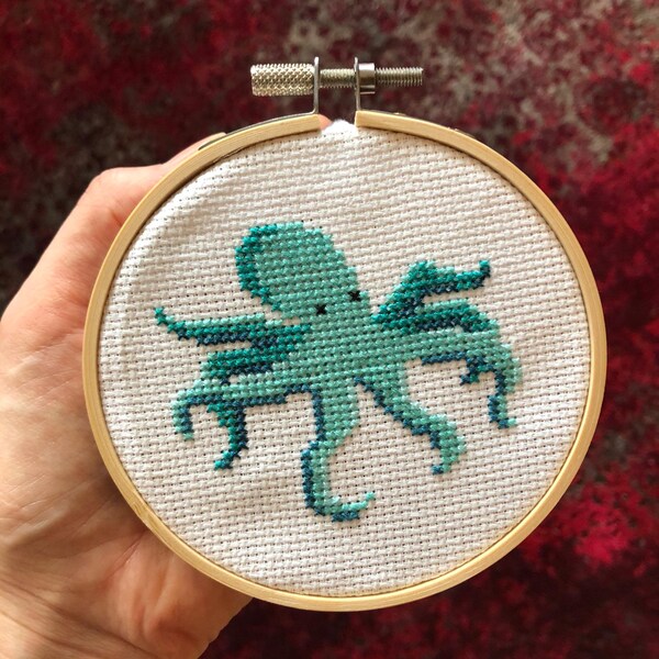 Octopus Cross Stitch Kit - Beginners Cross Stitch Kit - Mini Cross ...