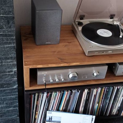 Two Tier Vinyl Record Cabinet Record Storage DJ Cabinet Vinyl Storage ...