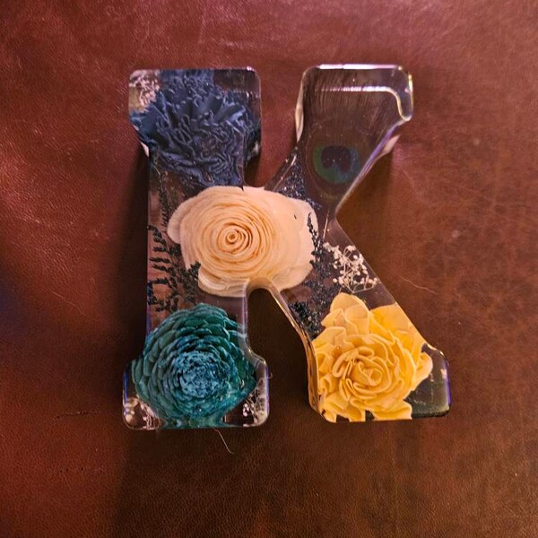 Custom, Resin, Art, 4.5” Letters, Alphabet, Preserved Flowers, Flowers ...