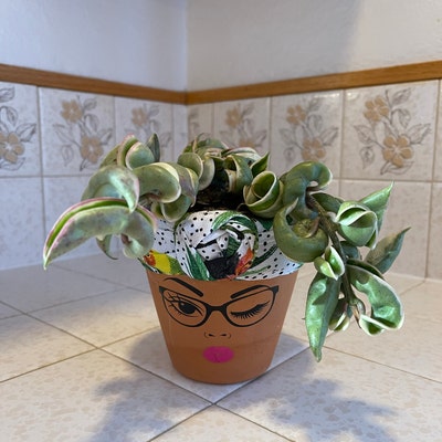 Terracotta Face Planter Pots With Headwrap Pot Head Gift - Etsy