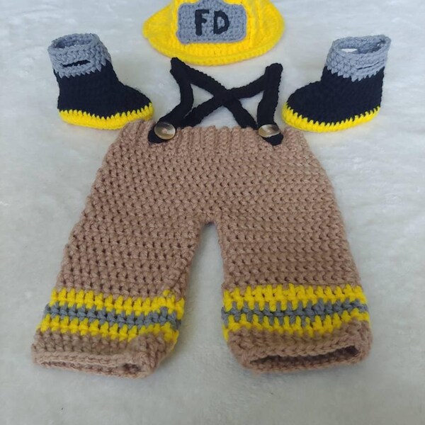 CROCHET PATTERN Baby Fireman Outfit, 0-12 Months Pattern Sizes, Baby ...