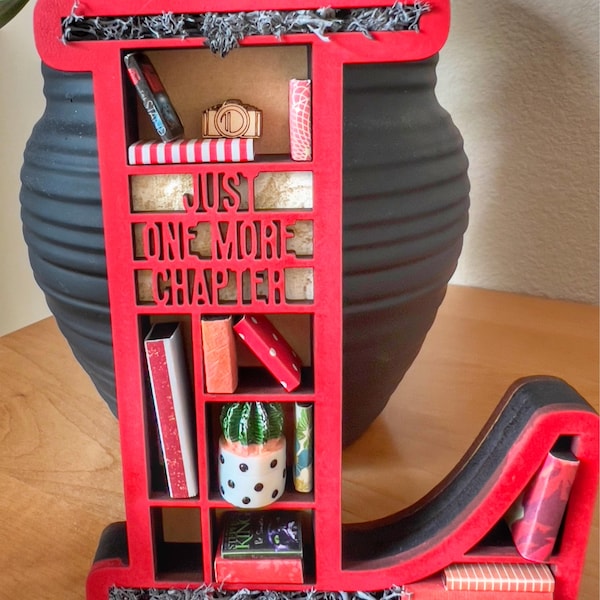 Custom Alphabet Letter Initial Book Lover Miniature Bookshelf Book Nerd ...