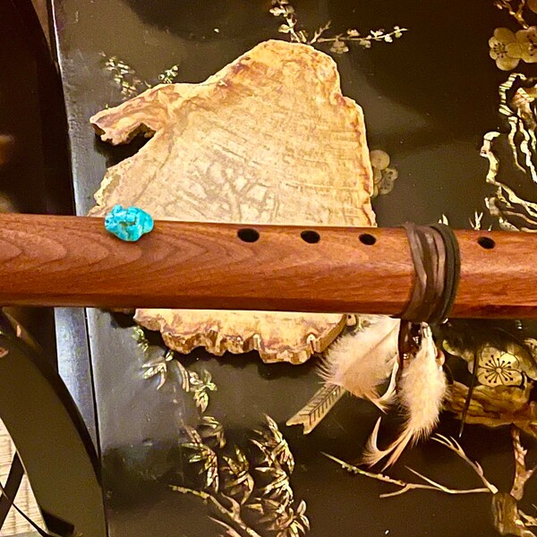 Low Bb All Walnut Native American Style Flute W/ Cherry "spirit" Totem ...