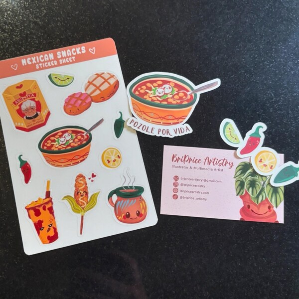 Mexican Foodie Sticker Sheet, Vinyl Water Resistant Decals, Kawaii ...