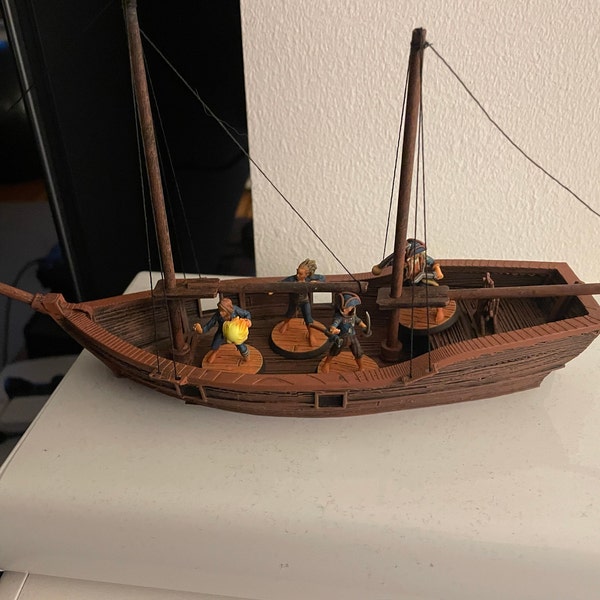 Dnd Terrain Skiff Ship - Dwarves, Elves and Demons | 28mm Miniature D&D ...