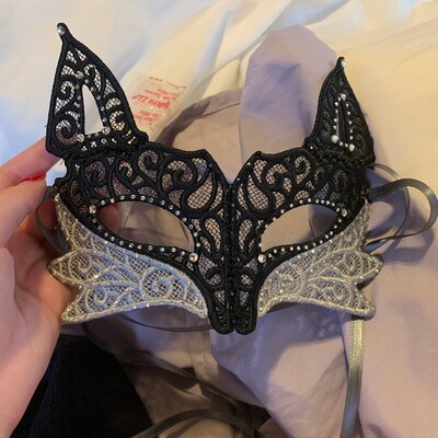 Custom Freestanding Lace Fox Mask Crystal Rhinestones Freestanding Lace ...