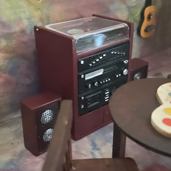 Dollhouse Stereo System With Turntable Record Player Retro Style 1:12 ...