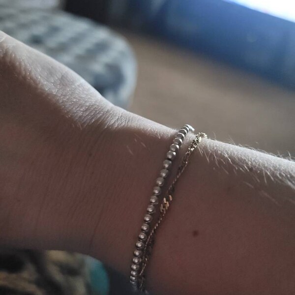 Sterling Silver Chain Bracelet Sterling Silver Double Chain Bracelet Silver Charm Bracelet Heavy ...