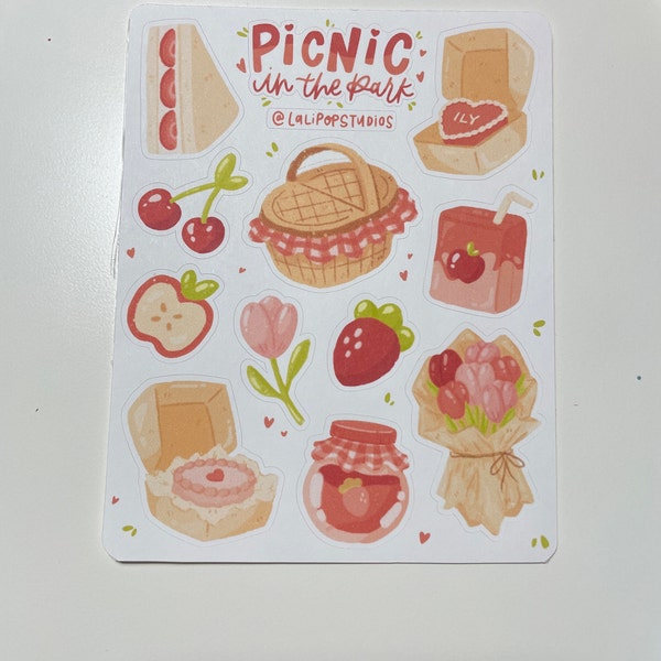 Picnic in the Park Sticker Sheet | Cute Picnic Stickers, Bullet Journal ...