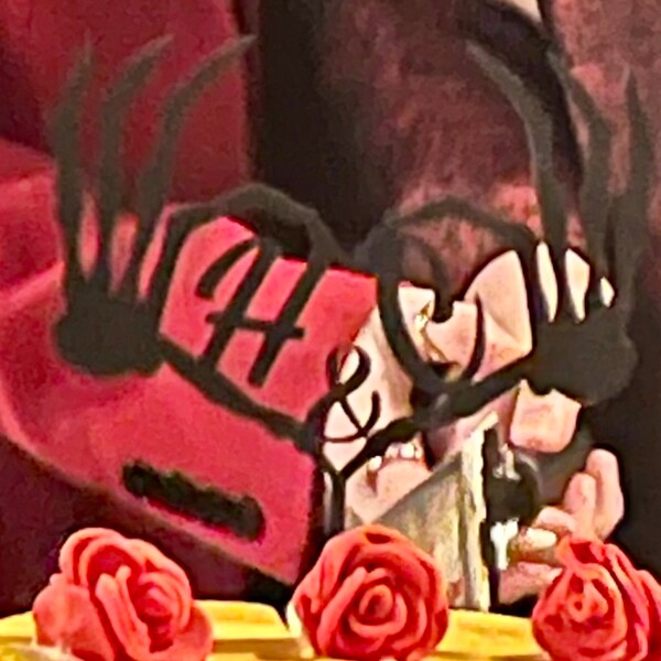 Black Wedding Cake Topper - Halloween Wedding Cake Topper - Skull Cake ...