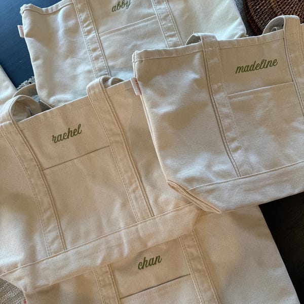 Personalized Ironic Tote, Monogram Embroidered Boat Bag, Custom Tote ...