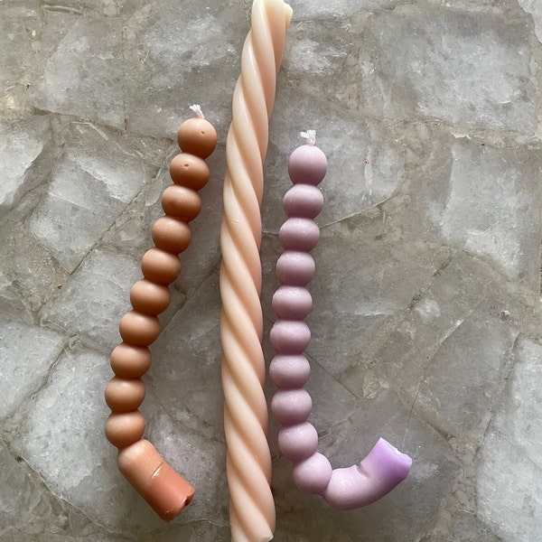 Bubble and Textured Lined Taper Candles, Candlesticks - Soy Wax Candle ...