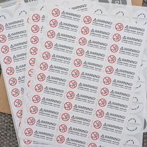 Small Parts Warning Stickers - Not Suitable for Children Under Three ...