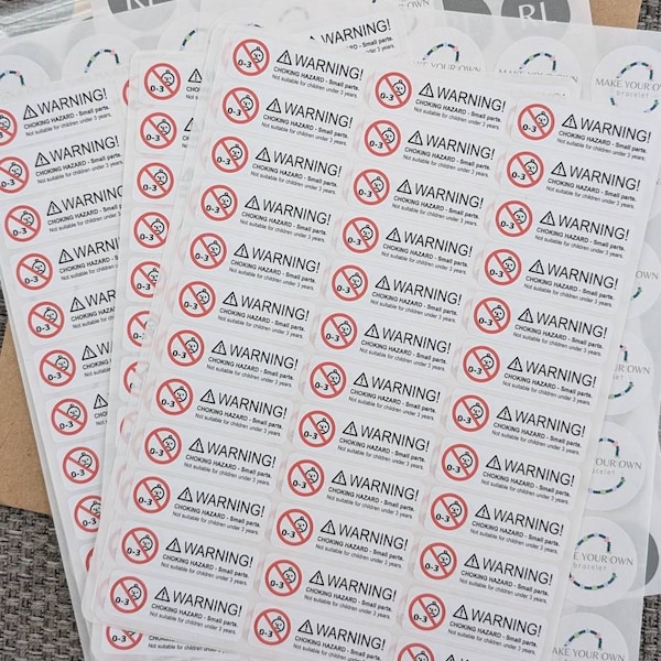 Small Parts Warning Stickers - Not Suitable for Children Under Three ...