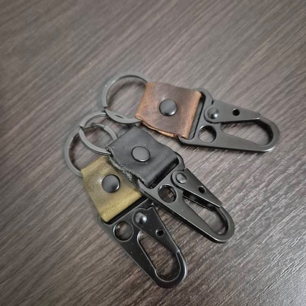 Leather Clip Keychain, Handmade Leather Keychain, EDC Keychain, Premium ...