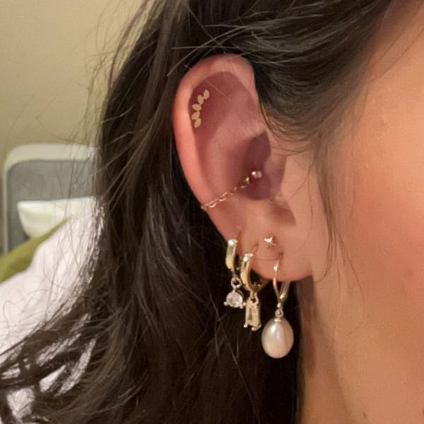 16g Chain Curved Barbell, Rook Chain Earring, Eyebrow Ring, Belly ...