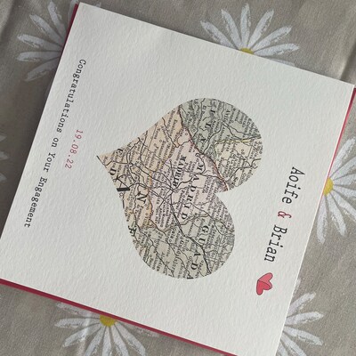 Special Location Map Card, Personalised Anniversary Card, Engagement ...