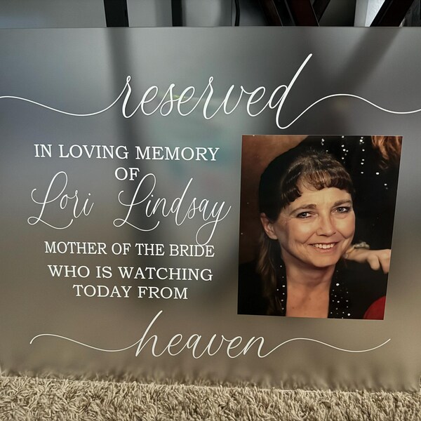 Reserved Acrylic Memorial Sign, Acrylic Memorial Sign, Frosted Acrylic ...