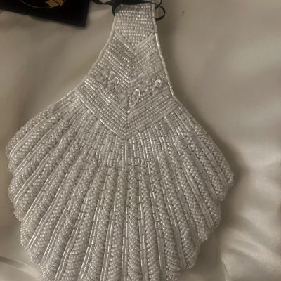 Bridal Clutch, Wedding Clutch, Shell Shaped Beaded Wristlet,couture ...